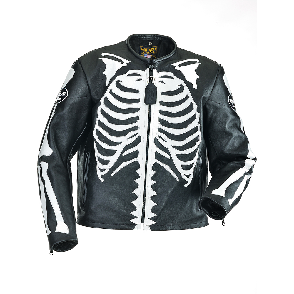 Vanson Men’s Bones Flat-Track Leather Jacket