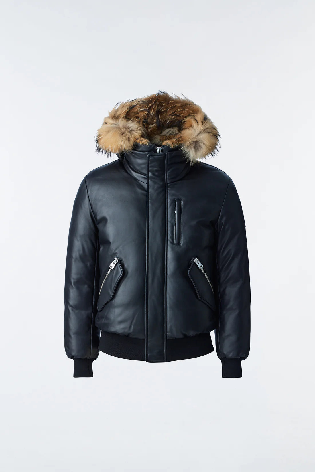 Mackage GLEN 2-in-1 (r) Leather bomber jacket with hooded bib & natura